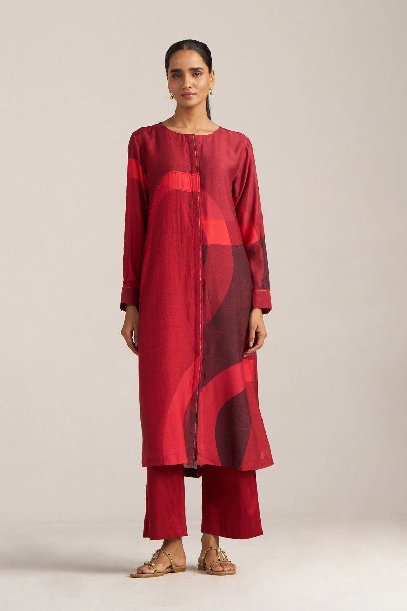 Tones of Crimson Co-ord Set - Ganga Fashions